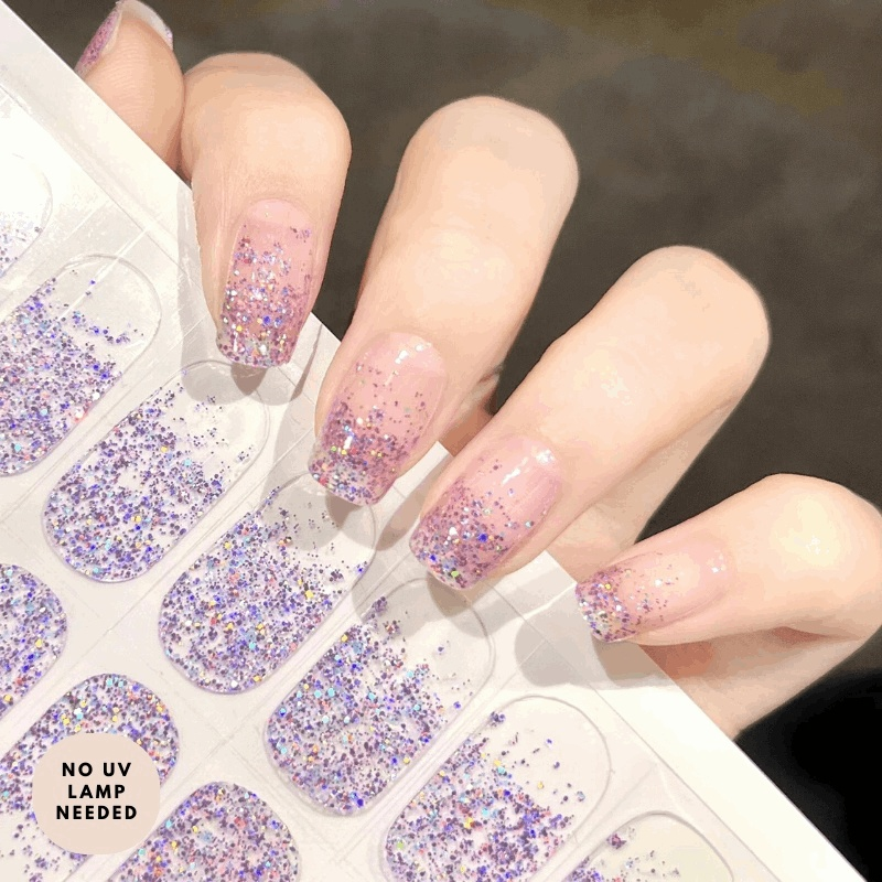 The Rhyme - Transparent Purple Glitter - Outlined Gel Nail Strips | Outlined