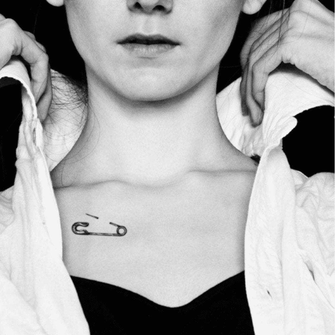 Safety Pins | Outlined Natural Jagua Temporary Tattoos | Outlined